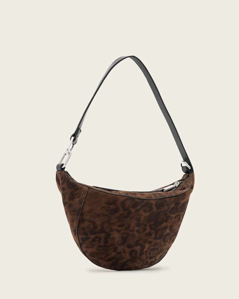 Luna Leopard Print Suede Shoulder Bag LEOPARD BROWN | ALLSAINTS